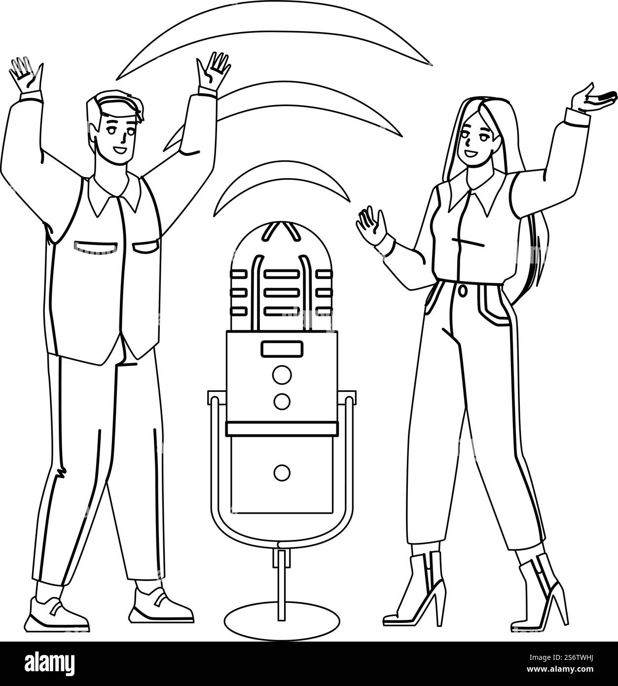 Virtual Voice Assistant Digital Technology Black Line Pencil Drawing ...