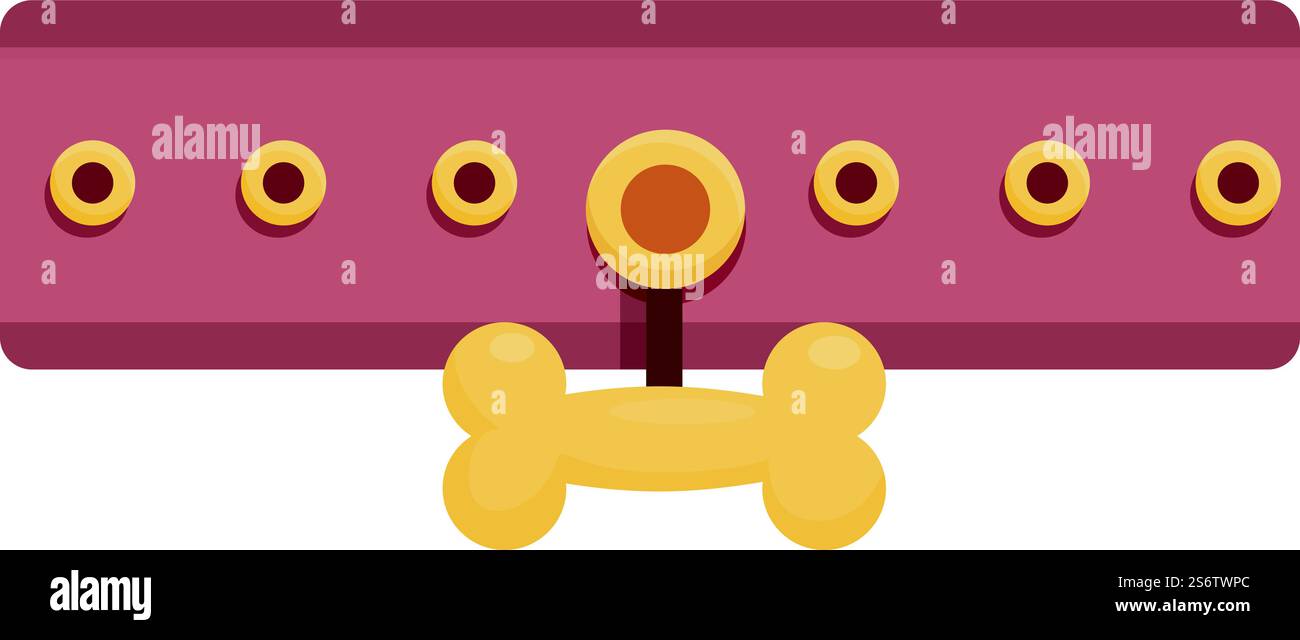 Gold dog belt icon cartoon vector. Store item. Comb box. Gold dog belt ...