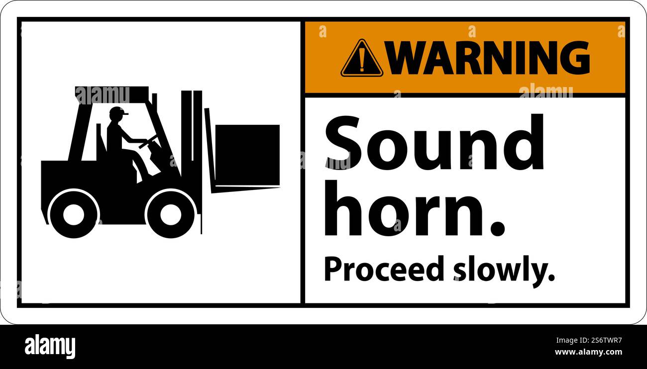 Warning Sound Horn Proceed Slowly Sign On White Background Stock Vector ...