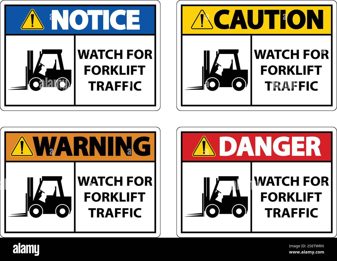 2-Way Watch For Forklift Traffic Sign On White Background Stock Vector ...