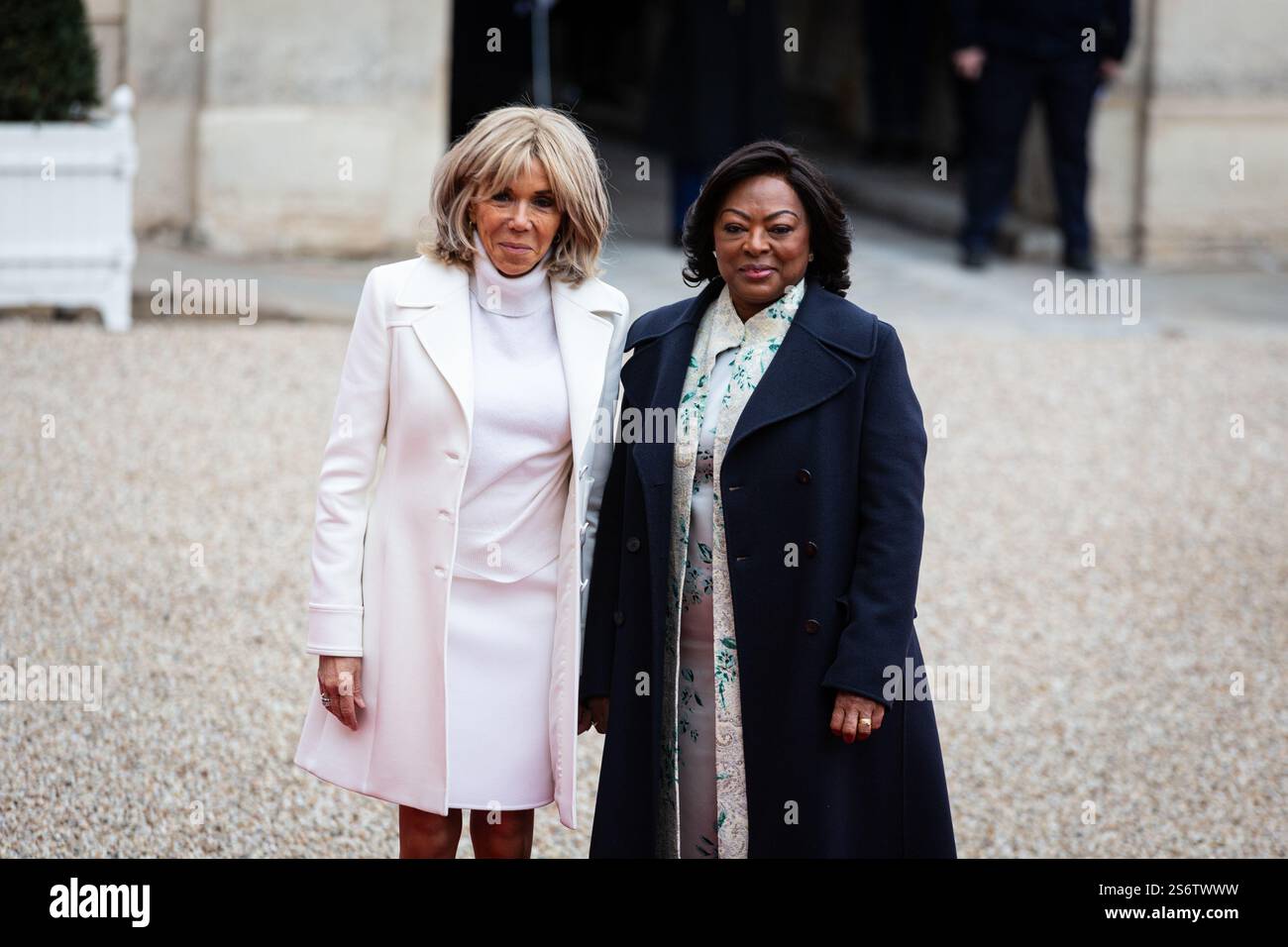 Paris, France. 16th Jan, 2025. French First Lady Brigitte Macron (L ...