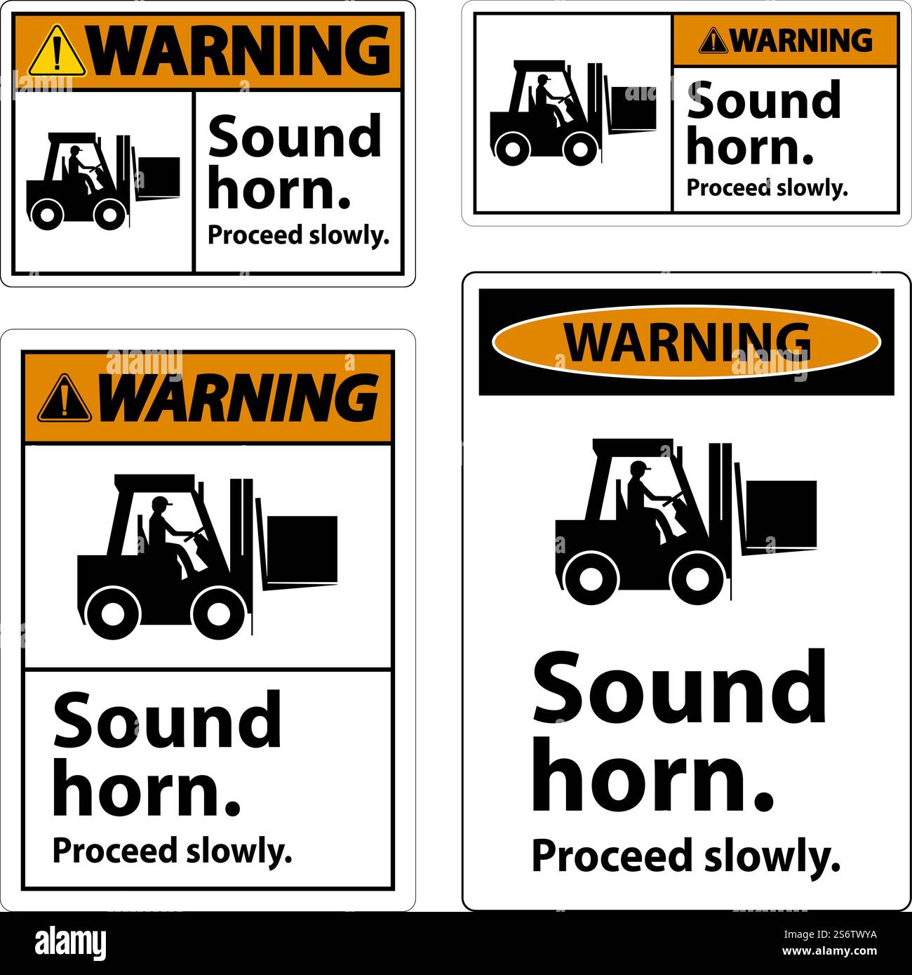 Warning Sound Horn Proceed Slowly Sign On White Background Stock Vector ...