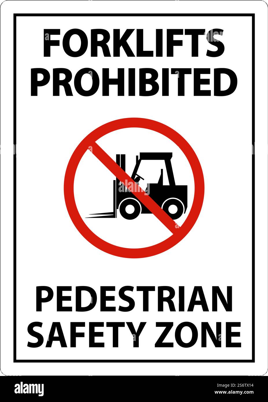 Forklifts Prohibited Safety Zone Sign On White Background Stock Vector ...