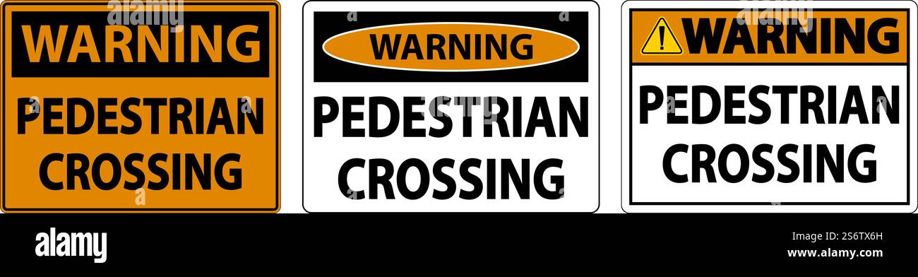 Warning Pedestrian Crossing Sign On White Background Stock Vector Image ...