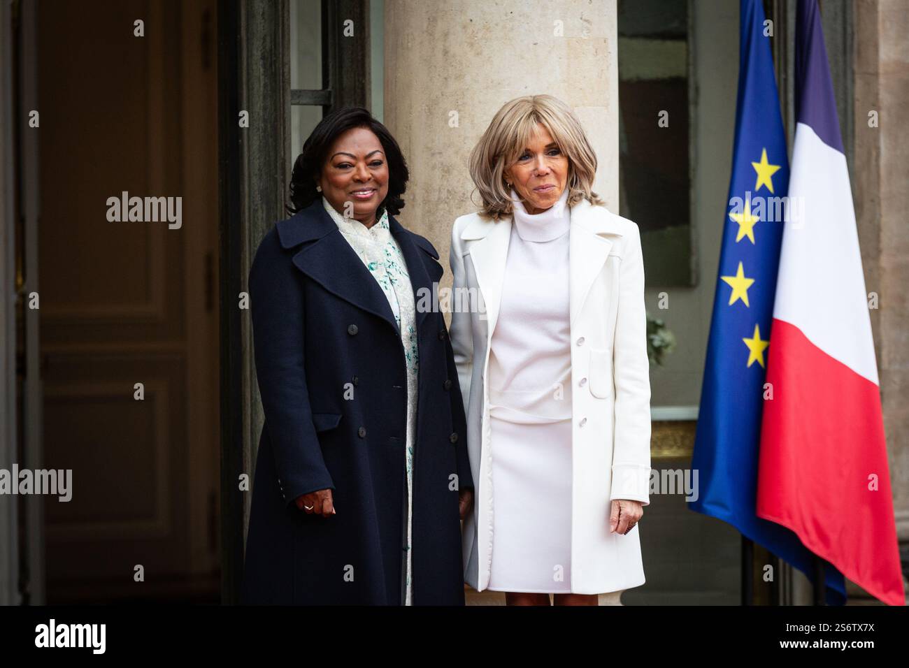 Paris, France. 16th Jan, 2025. French First Lady Brigitte Macron (R ...