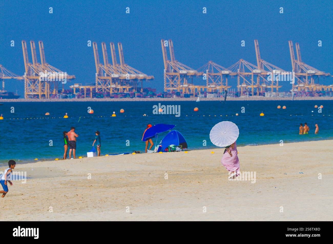 Middle East, United Arab Emirates, Dubai. Jebel Ali Public Beach. In ...