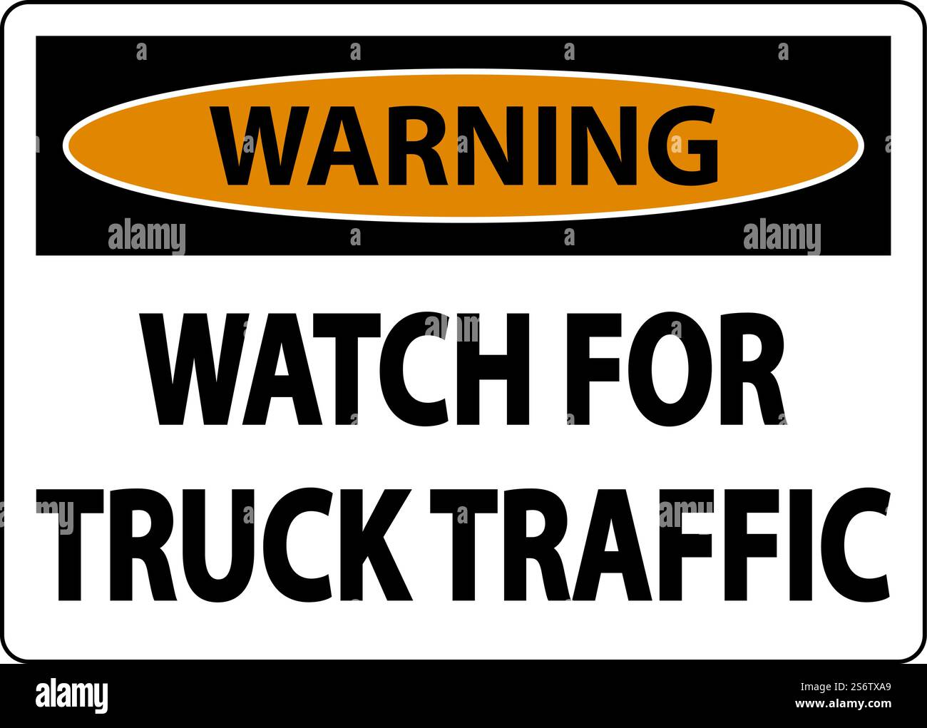 Warning Watch For Truck Traffic Sign On White Background Stock Vector ...