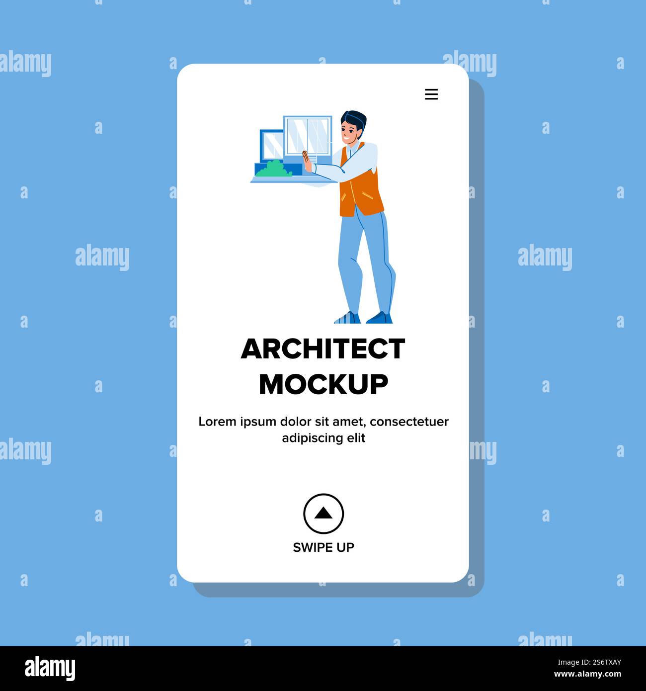 Architect Mockup Presenting Designer Man Vector. Construction Creative ...