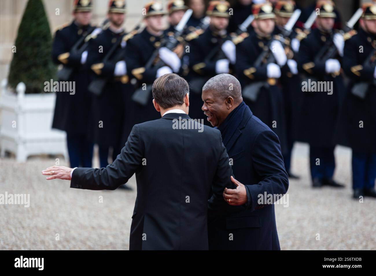 Paris, France. 16th Jan, 2025. French President Emmanuel Macron (L ...
