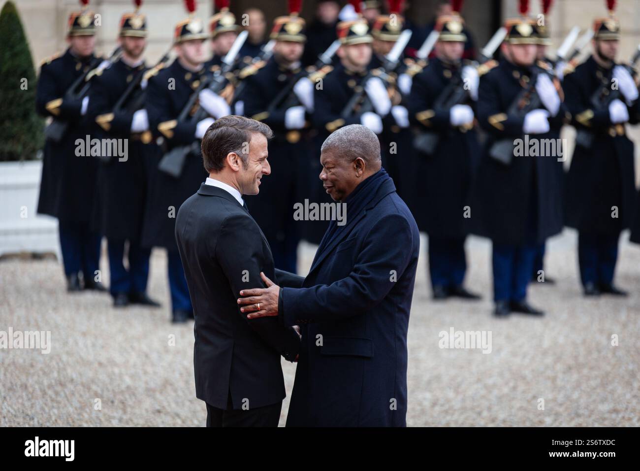 Paris, France. 16th Jan, 2025. French President Emmanuel Macron (L ...