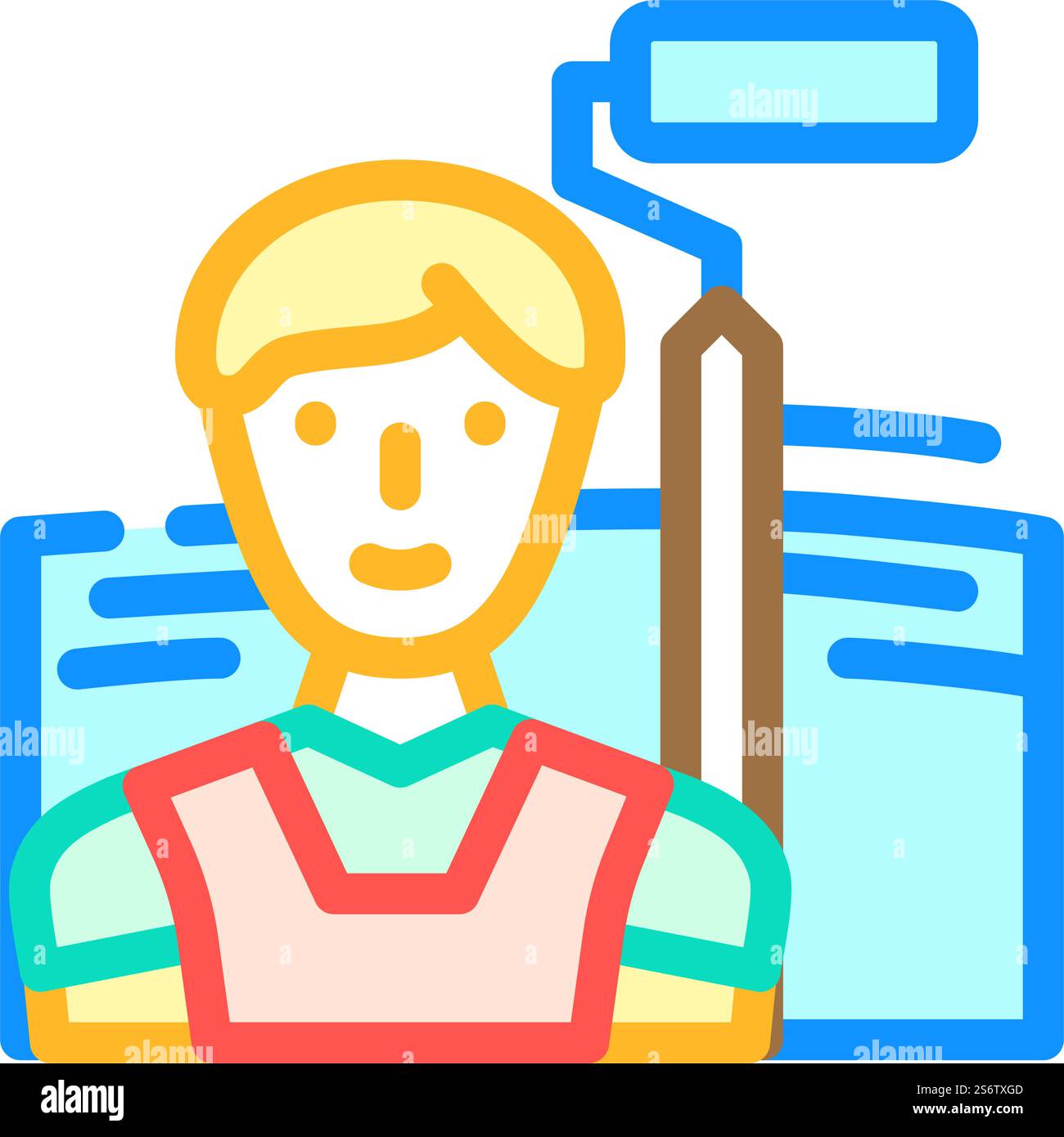 painter man color icon vector. painter man sign. isolated symbol ...