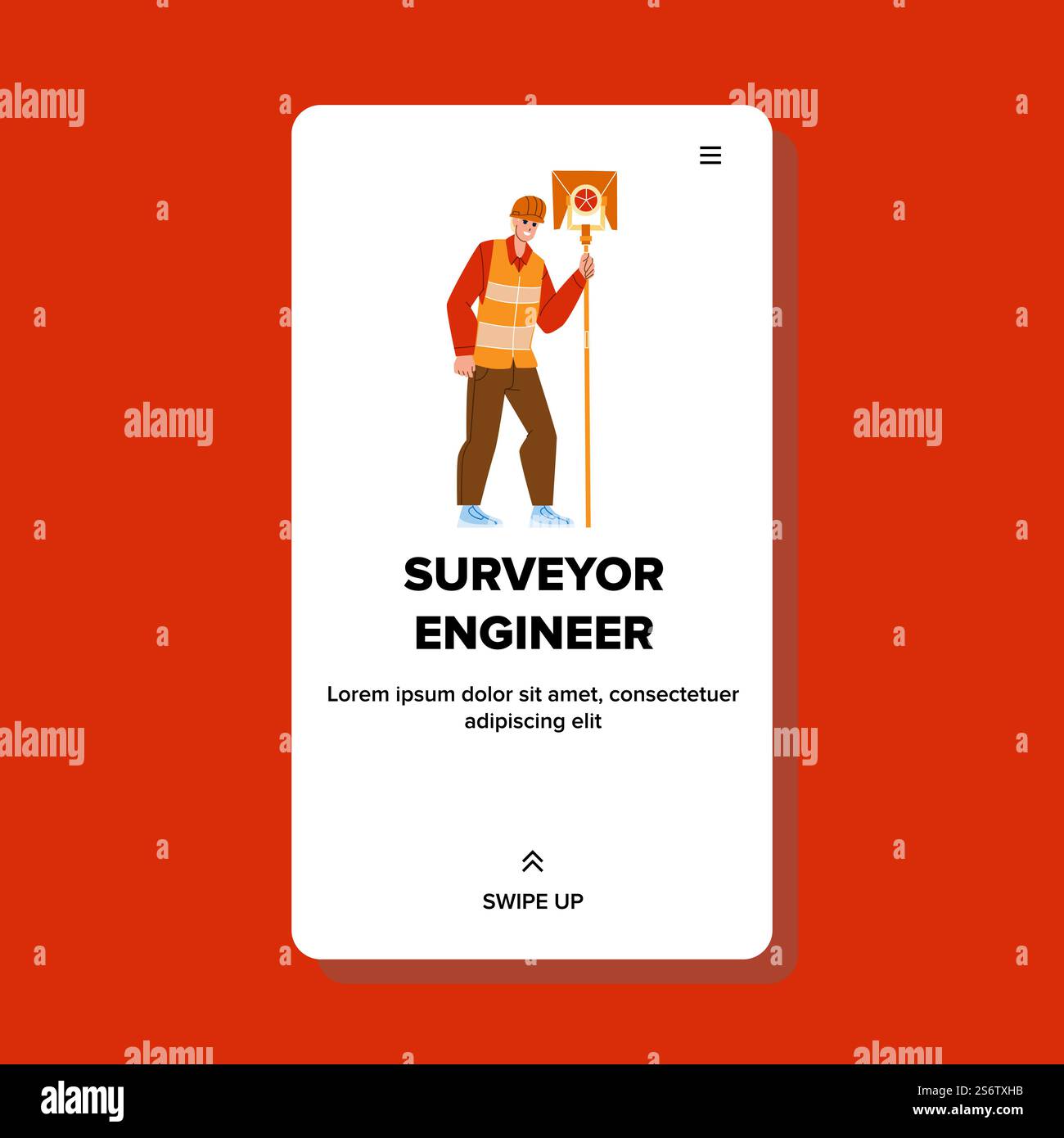 Surveyor Engineer Inspector Measuring Place Vector. Surveyor Engineer ...