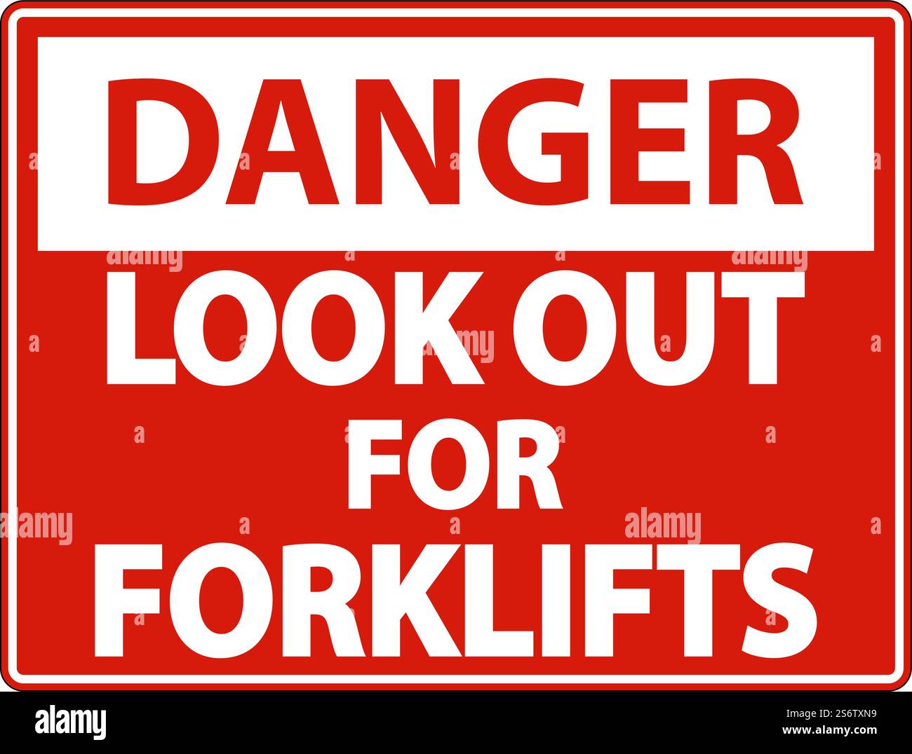 Danger Look Out For Forklifts Sign On White Background Stock Vector ...