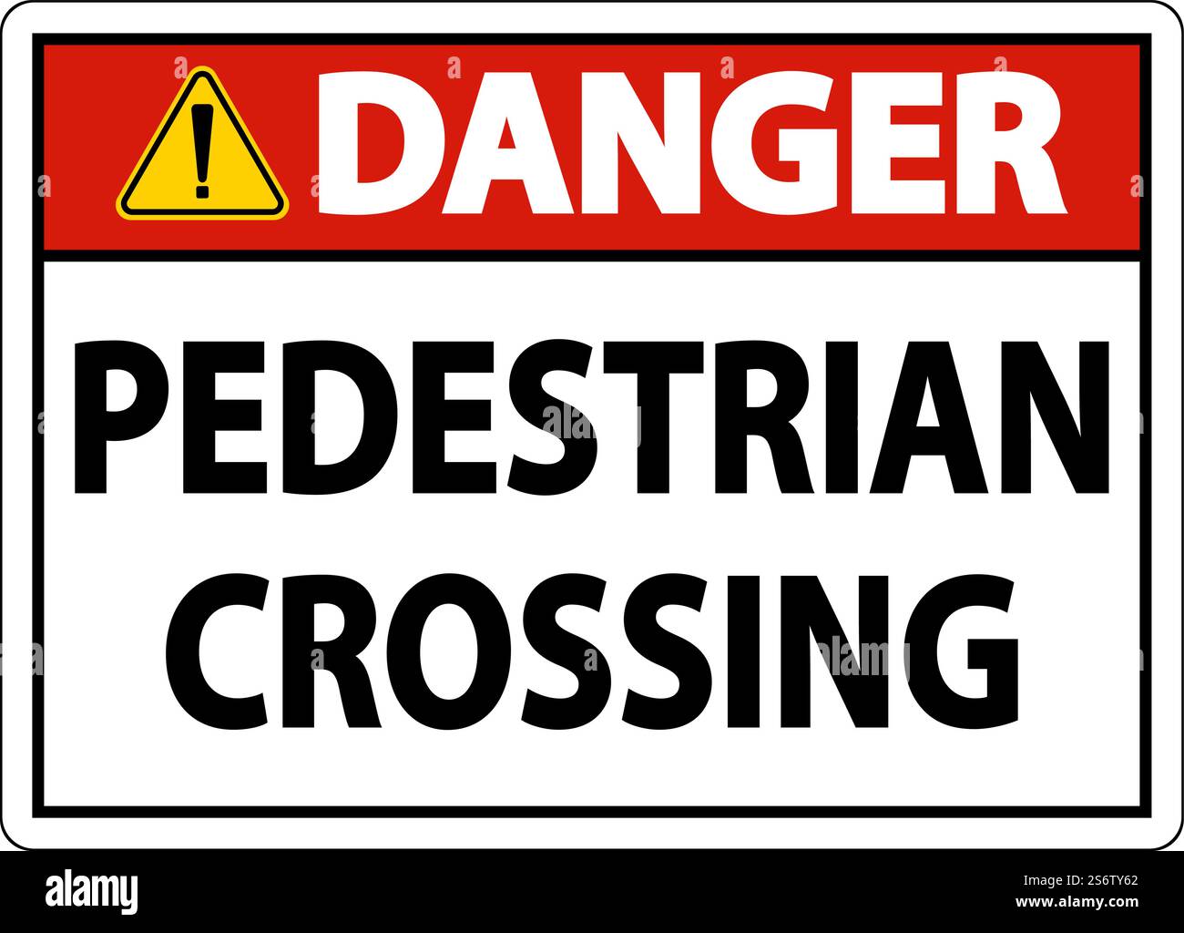 Danger Pedestrian Crossing Sign On White Background Stock Vector Image ...