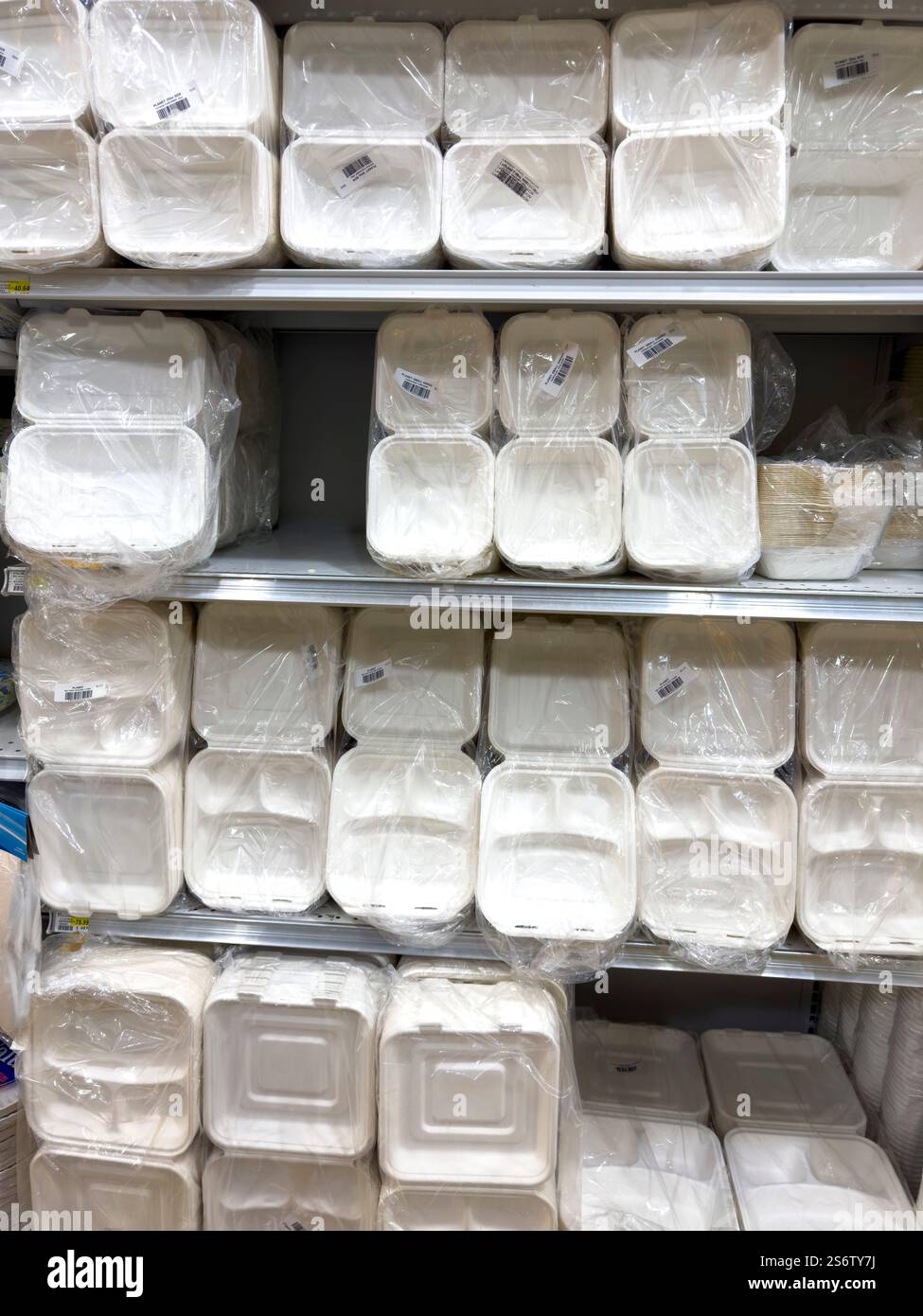 Supermarket shelf, disposable packaging sen food polystyrene . EPS ...