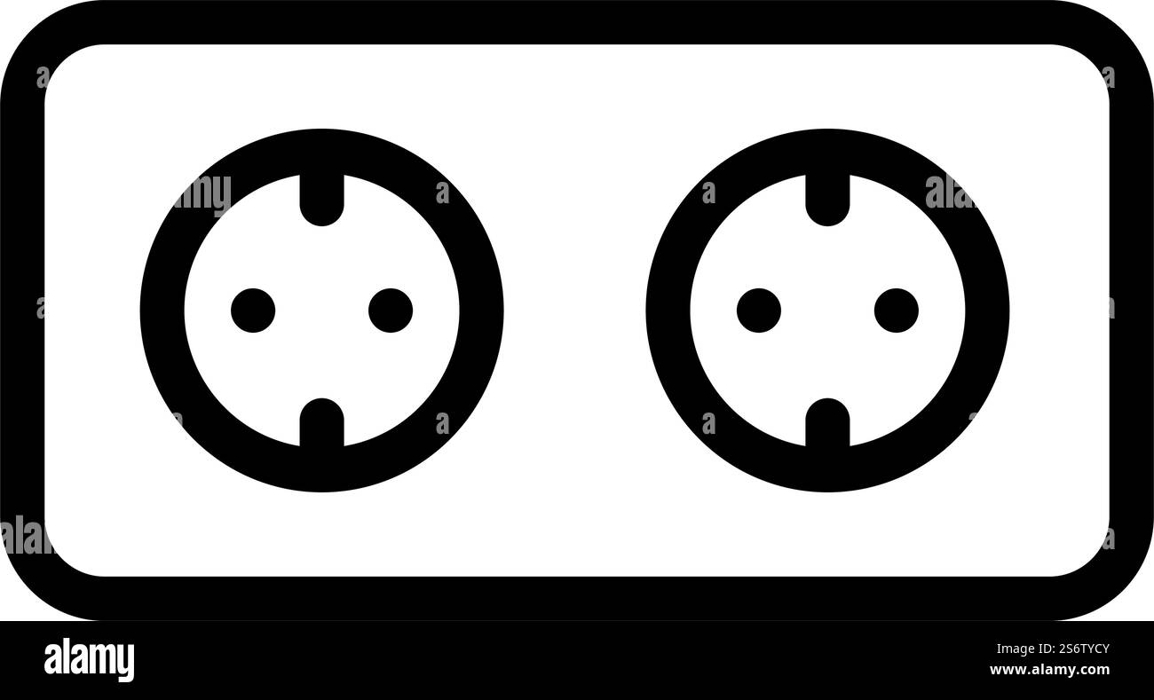 double socket line icon vector. double socket sign. isolated contour ...