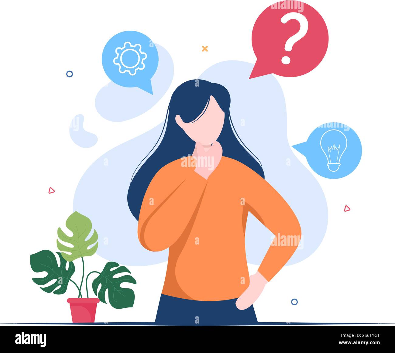 People Thinking to Make Decision, Problem Solving and Find Creative Ideas with Question Mark in ...