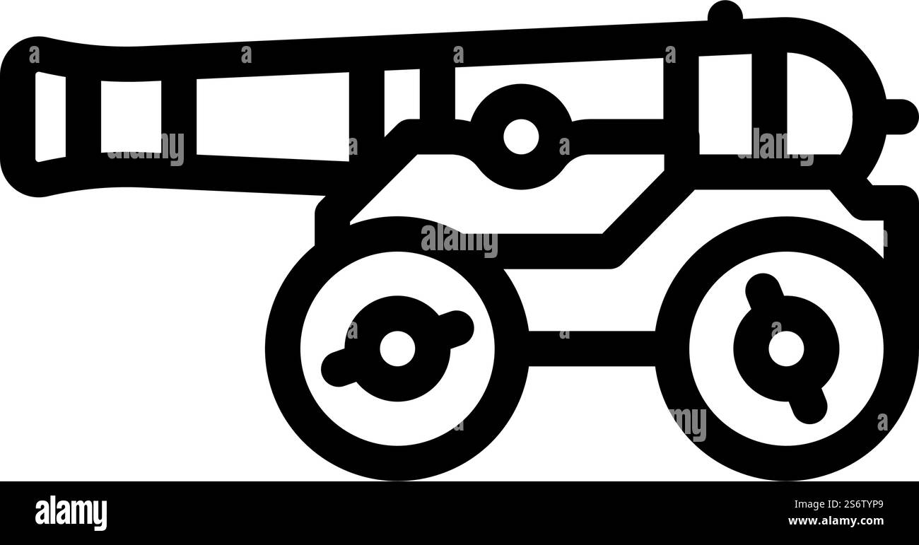 cannon weapon line icon vector. cannon weapon sign. isolated contour ...
