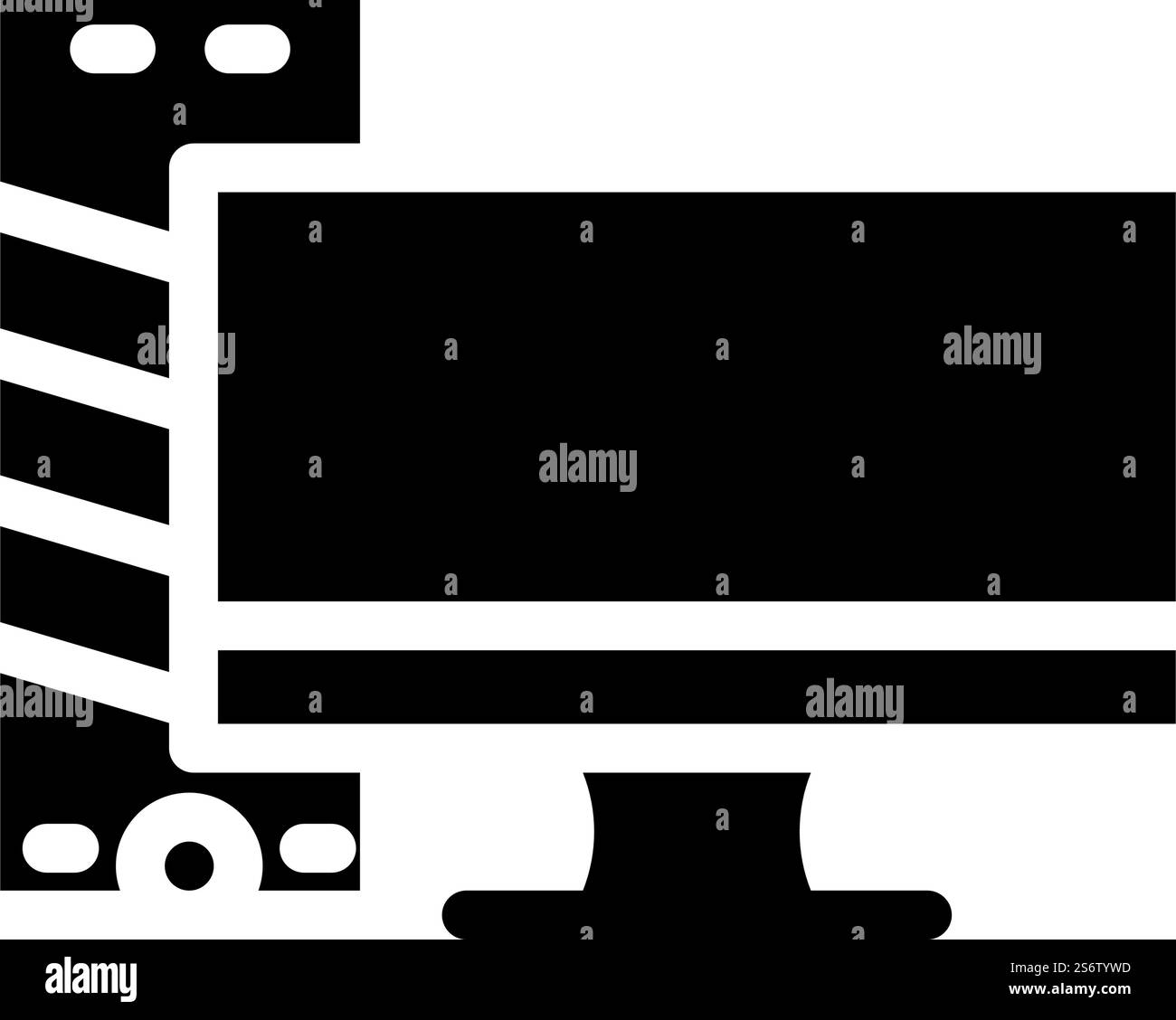 computer with monitor glyph icon vector. computer with monitor sign. isolated contour symbol ...