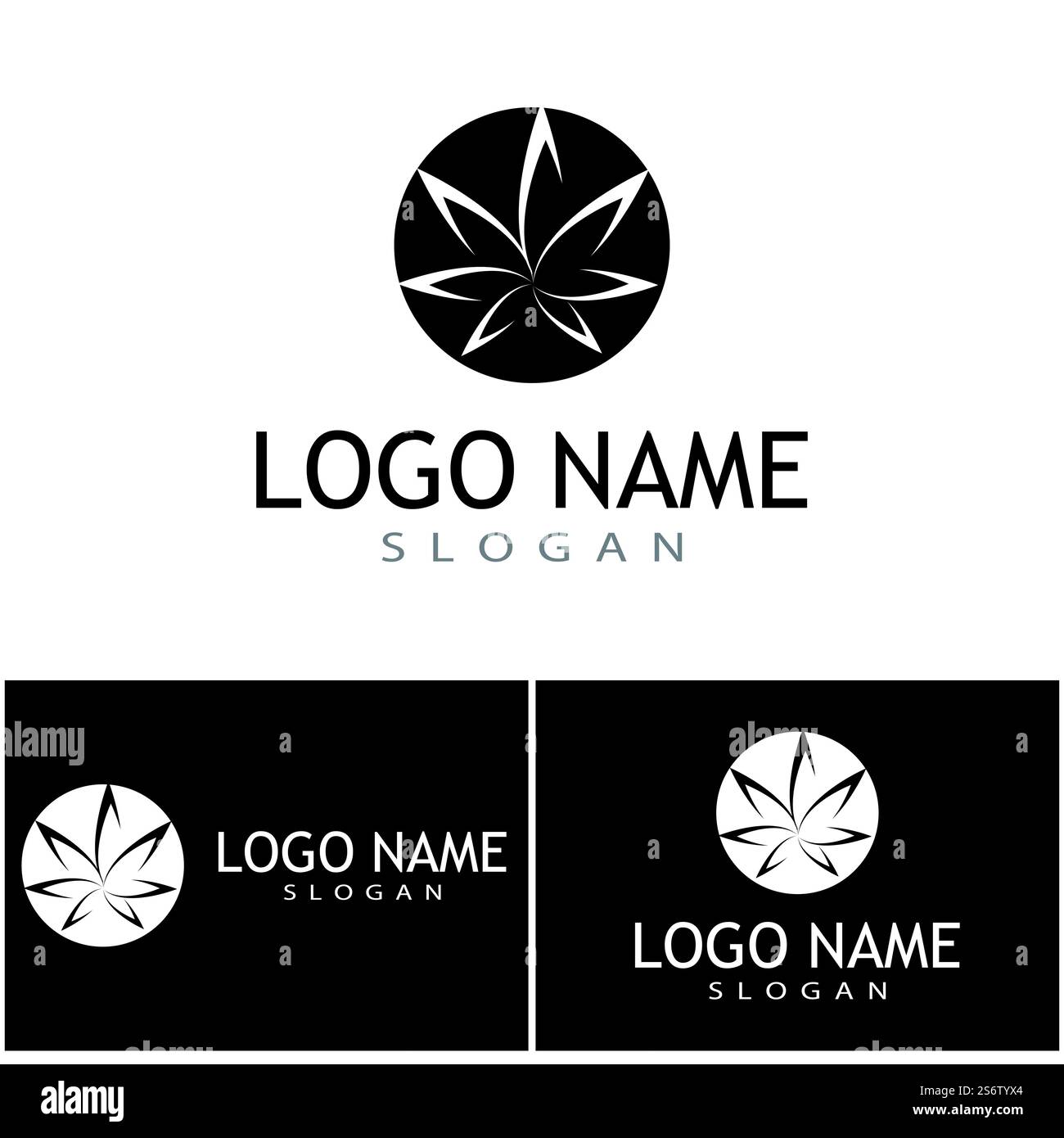 Cannabis Marijuana Hemp Pot Leaf Silhouettes Logo Vector Stock Vector ...