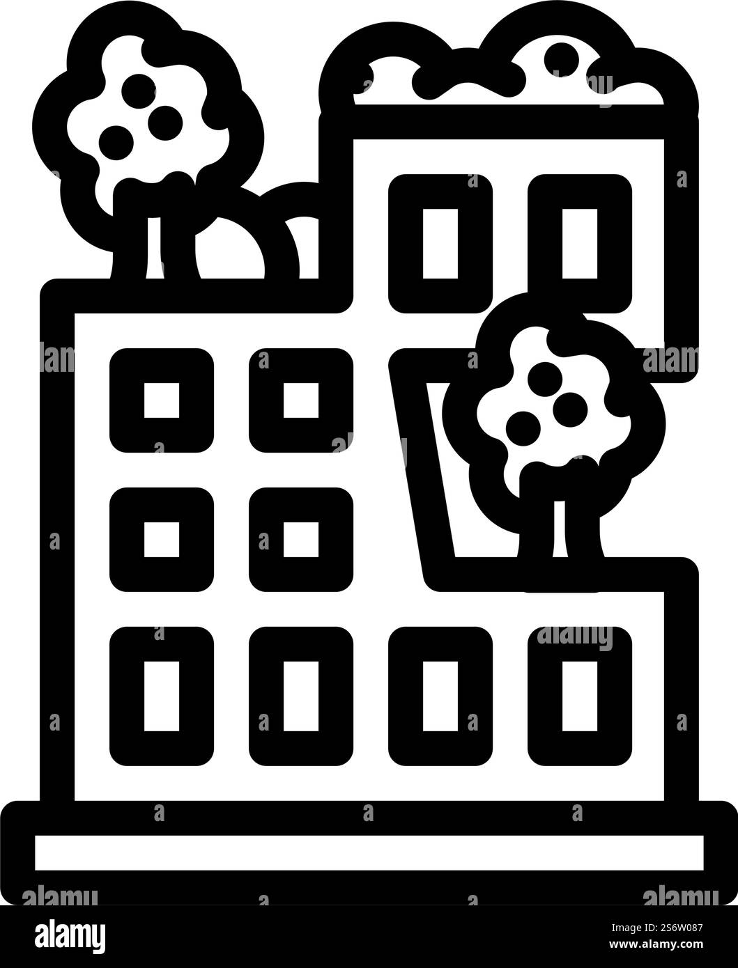 house decorated trees line icon vector. house decorated trees sign ...