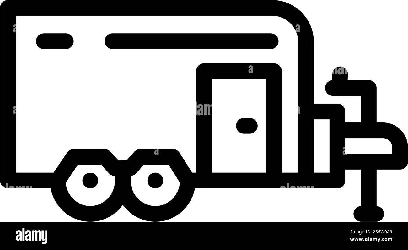 trailer house on wheel line icon vector. trailer house on wheel sign ...
