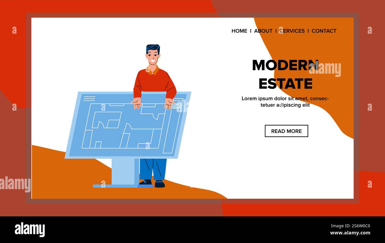 Modern Estate Developing Designer Architect Vector. Man Artist Develop ...