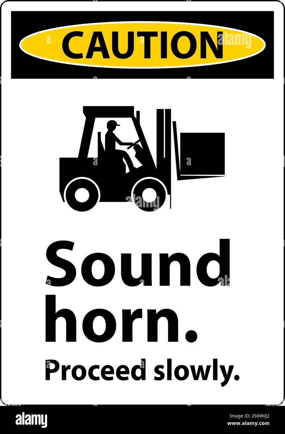 Caution Sound Horn Proceed Slowly Sign On White Background Stock Vector ...