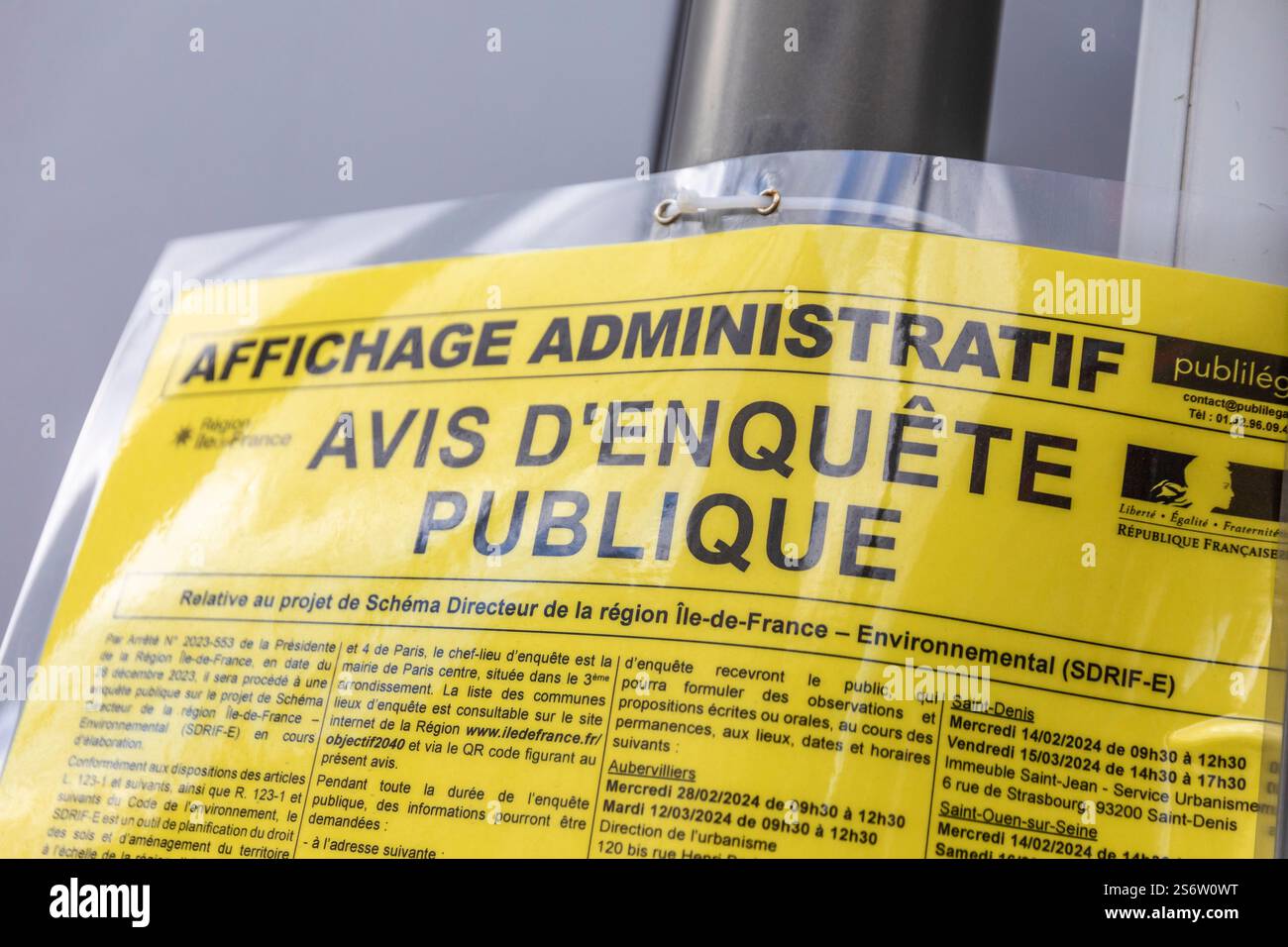 Public inquiry notice poster Stock Photo - Alamy