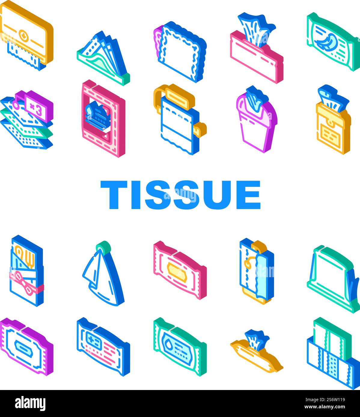 Tissue Paper And Napkin Package Icons Set Vector. Towel Dispenser And ...