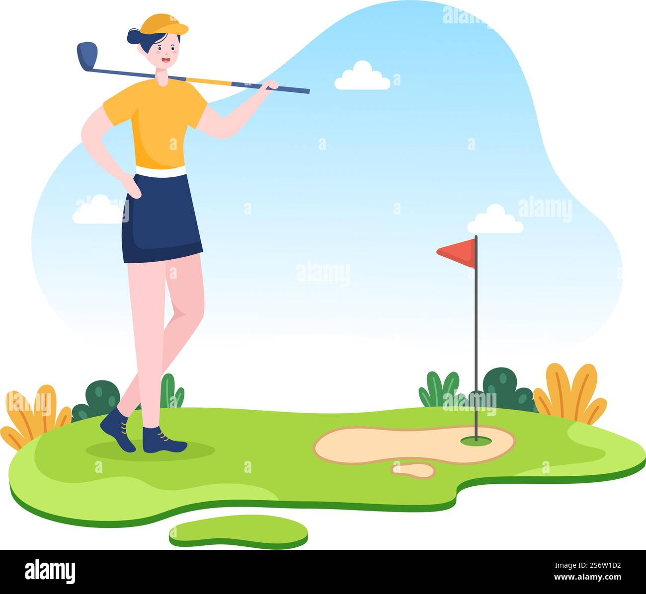 Playing Golf Sport with Flags, Sand Ground, Sand Bunker and Equipment ...