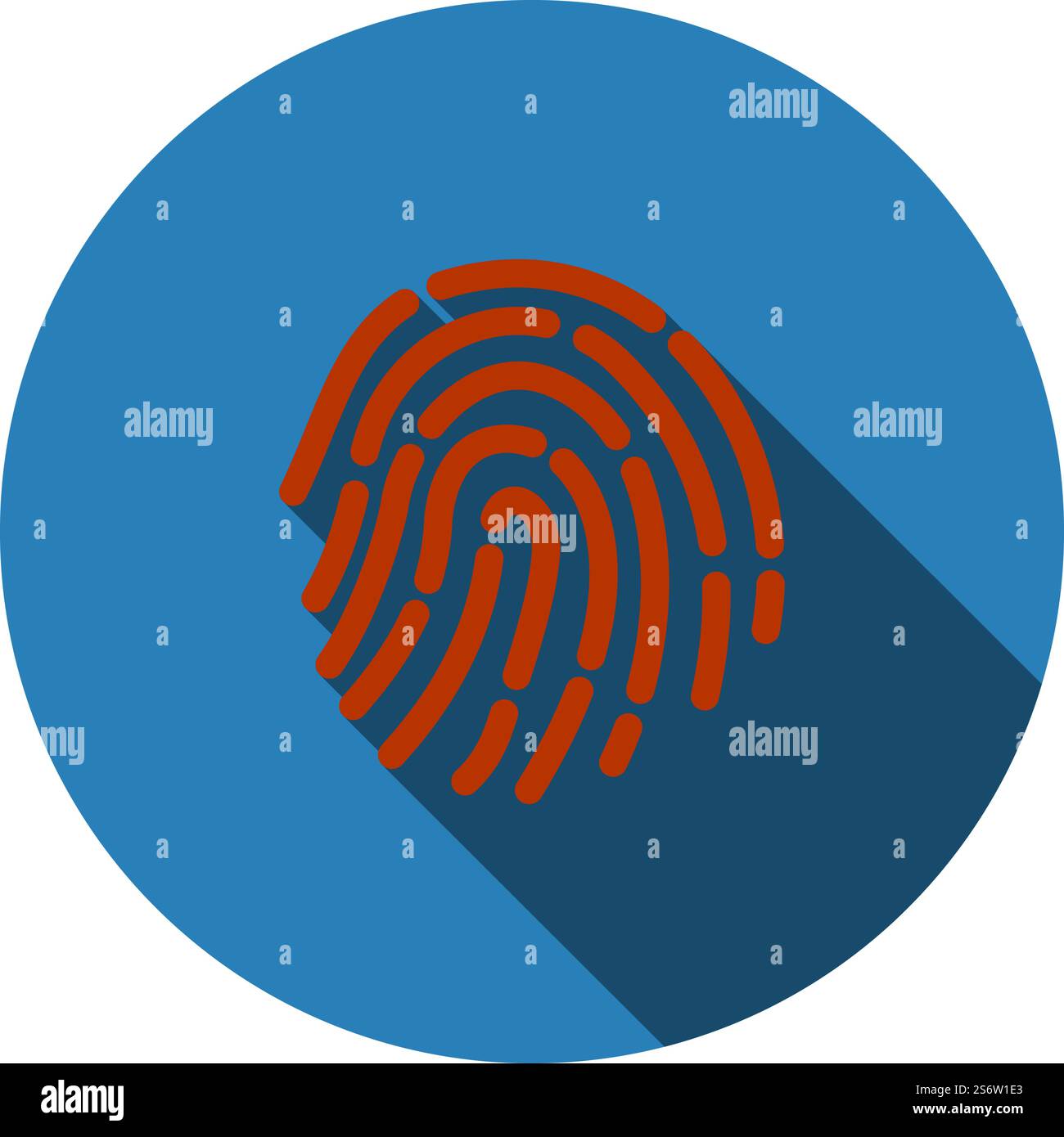 Fingerprint Icon. Flat Circle Stencil Design With Long Shadow. Vector ...