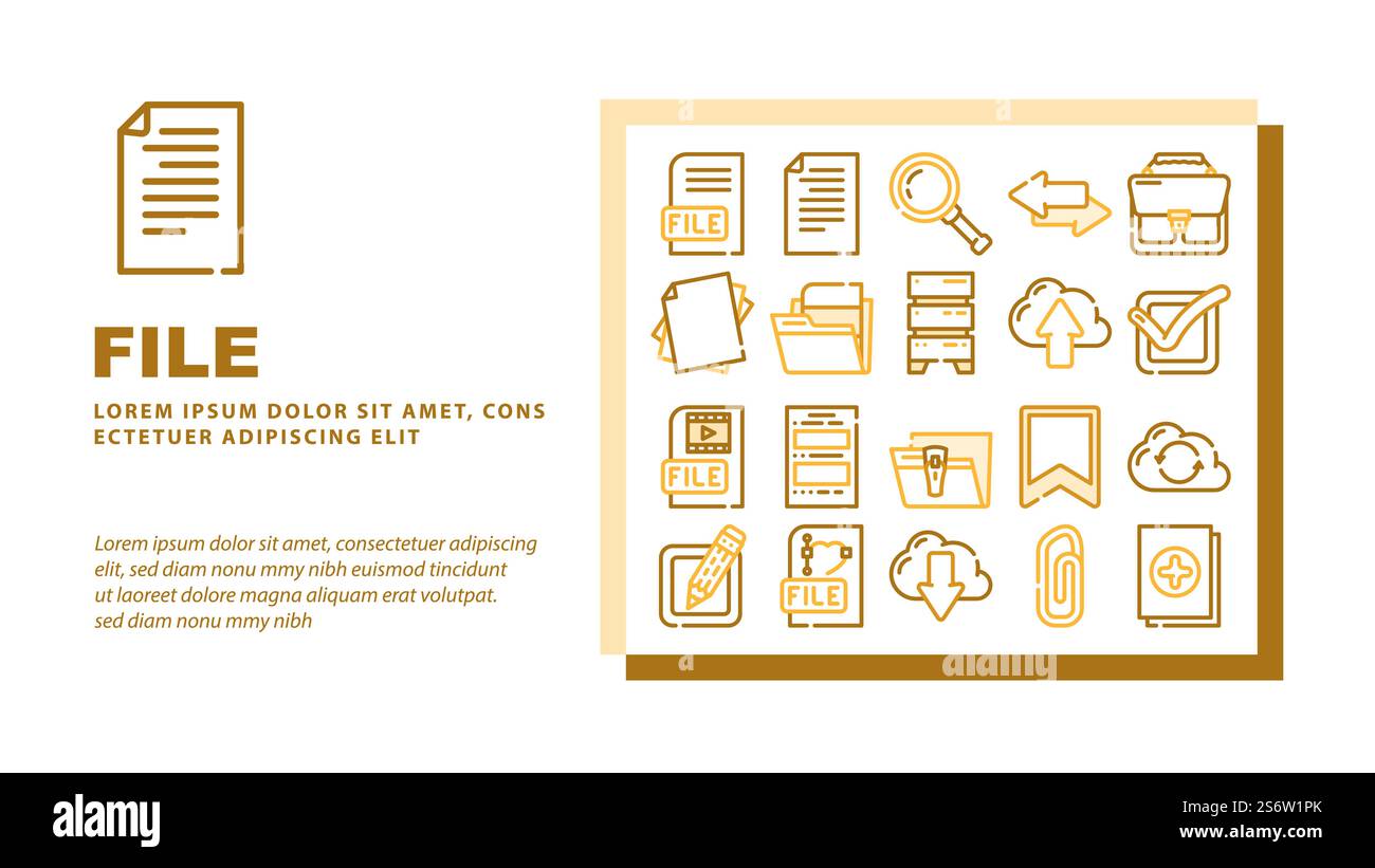 File Computer Digital Document Landing Web Page Header Banner Template ...