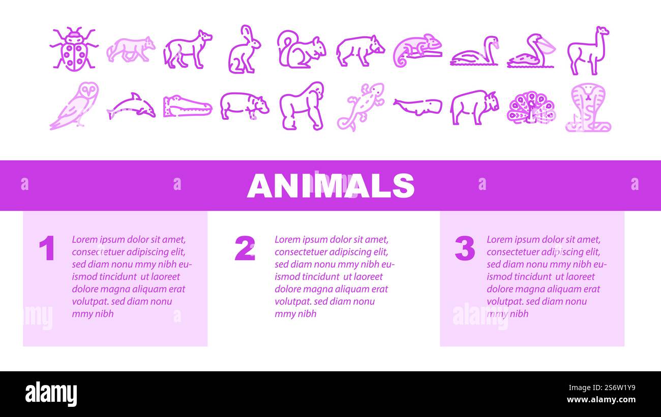 Wild Animals, Birds And Insects Landing Web Page Header Banner Template ...