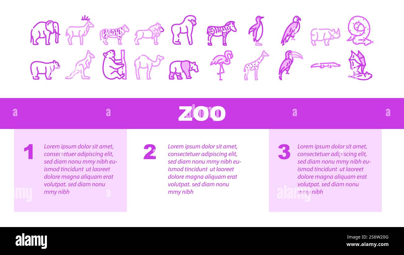 Zoo Animals, Birds And Snake Landing Web Page Header Banner Template ...