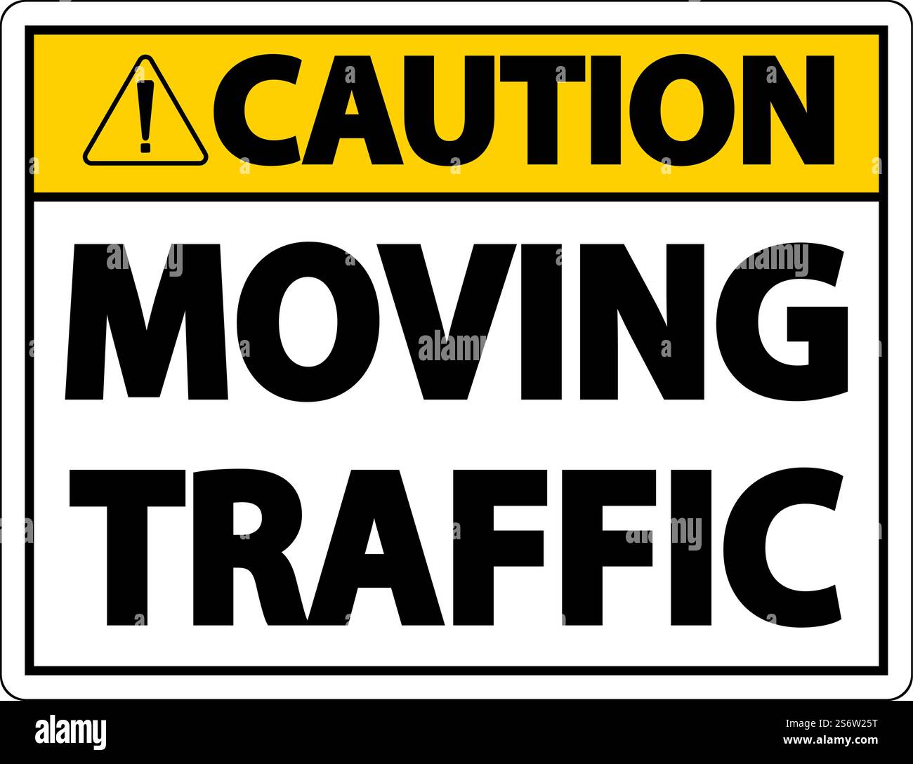 Caution Moving Traffic Sign On White Background Stock Vector Image ...