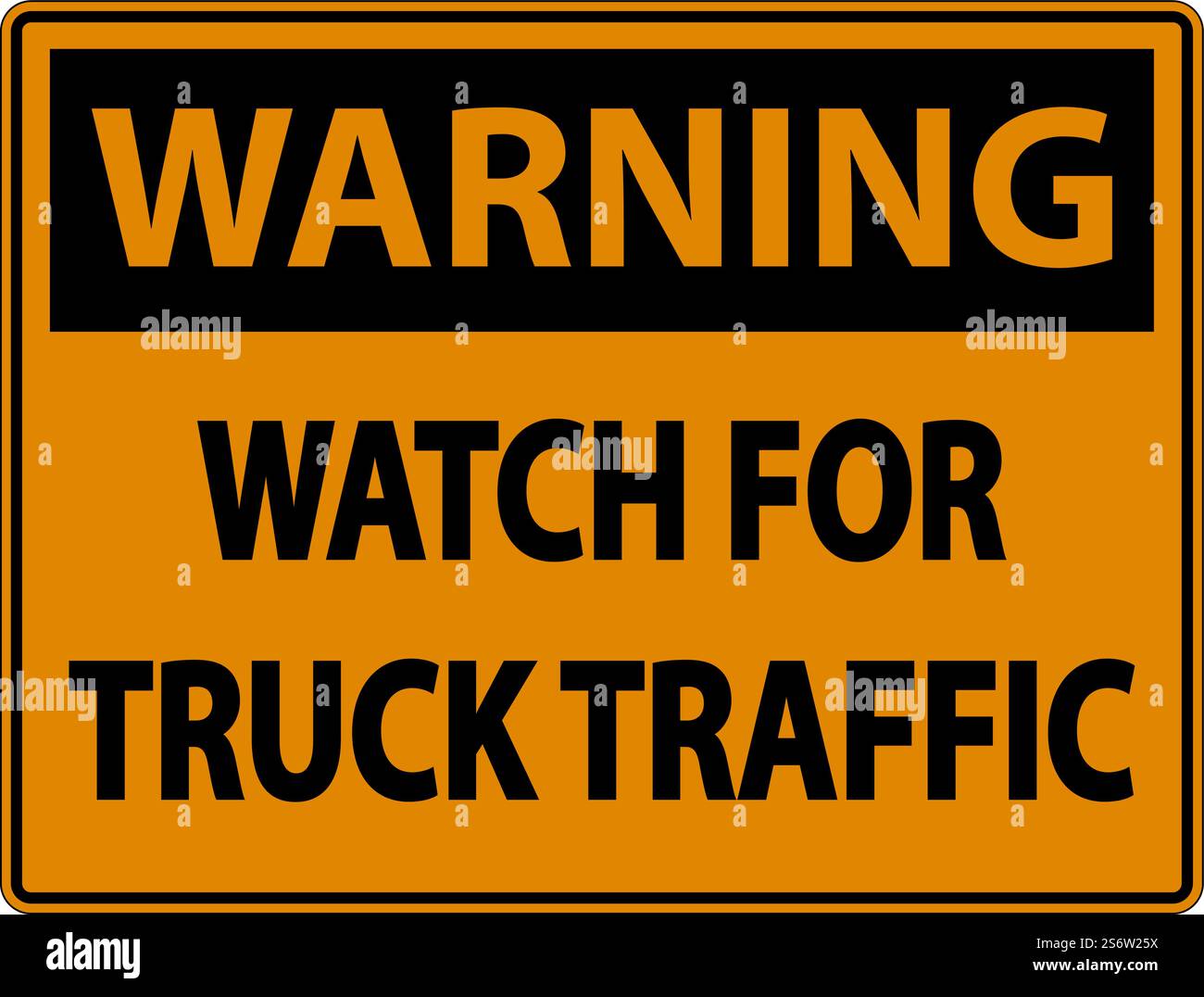Warning Watch For Truck Traffic Sign On White Background Stock Vector ...