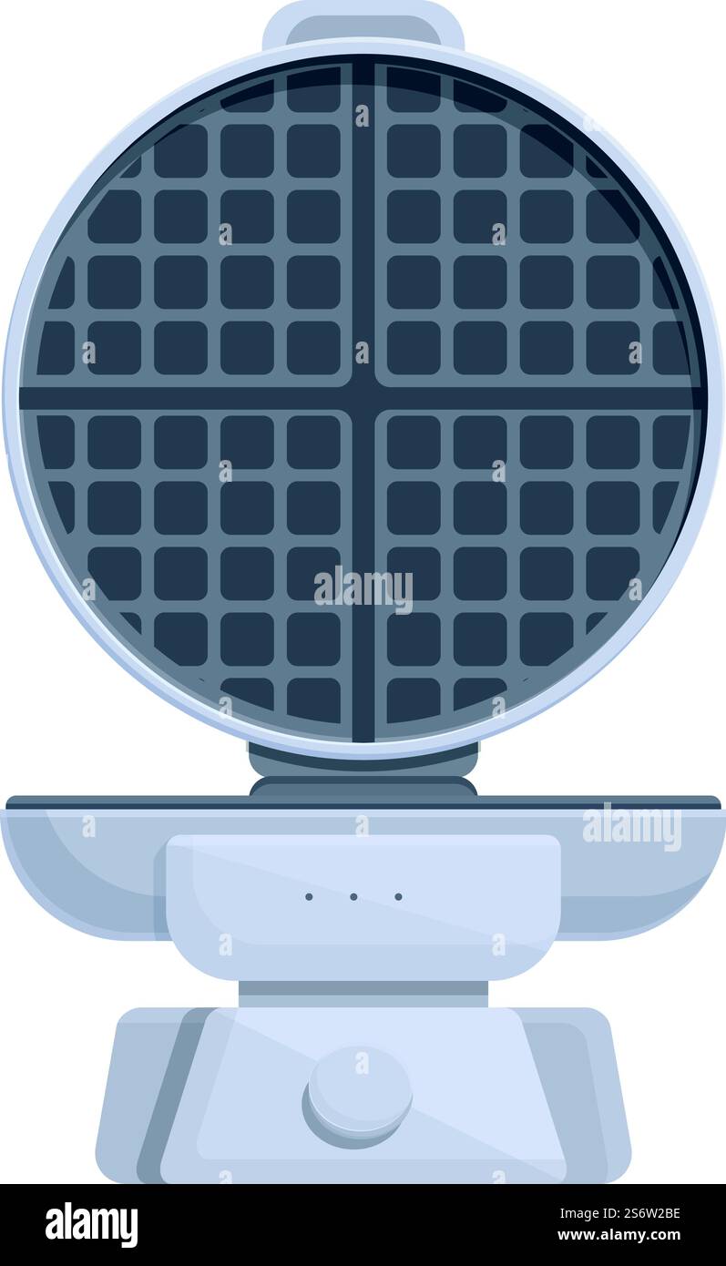 Round waffle maker icon cartoon vector. Cooker machine. House electric. Round waffle maker icon ...
