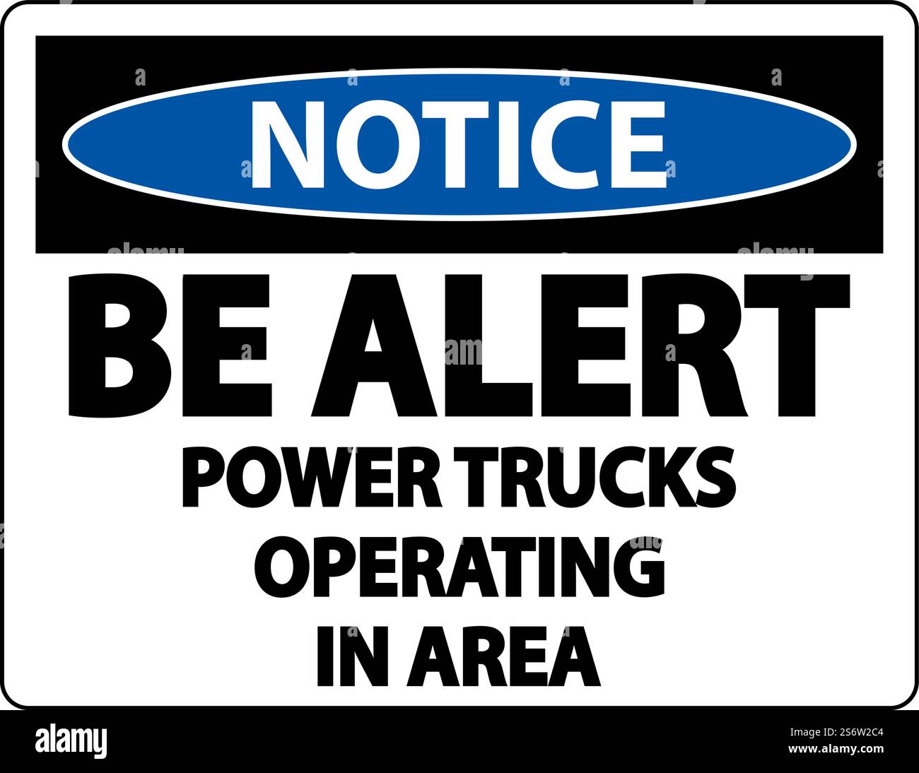Notice Power Trucks Operating Sign On White Background Stock Vector ...