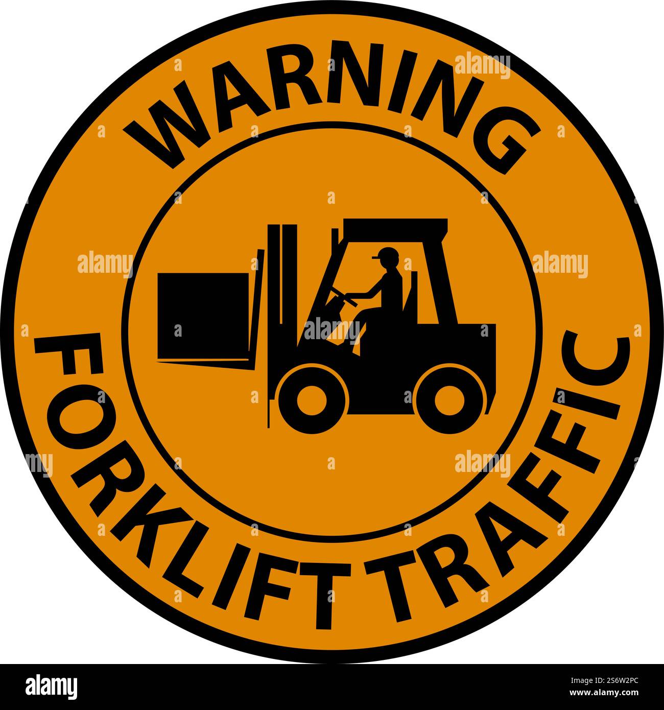 Warning Forklift Traffic Floor Sign On White Background Stock Vector ...