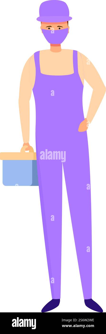 Plumber in mask icon cartoon vector. Medical safety. Safety work ...