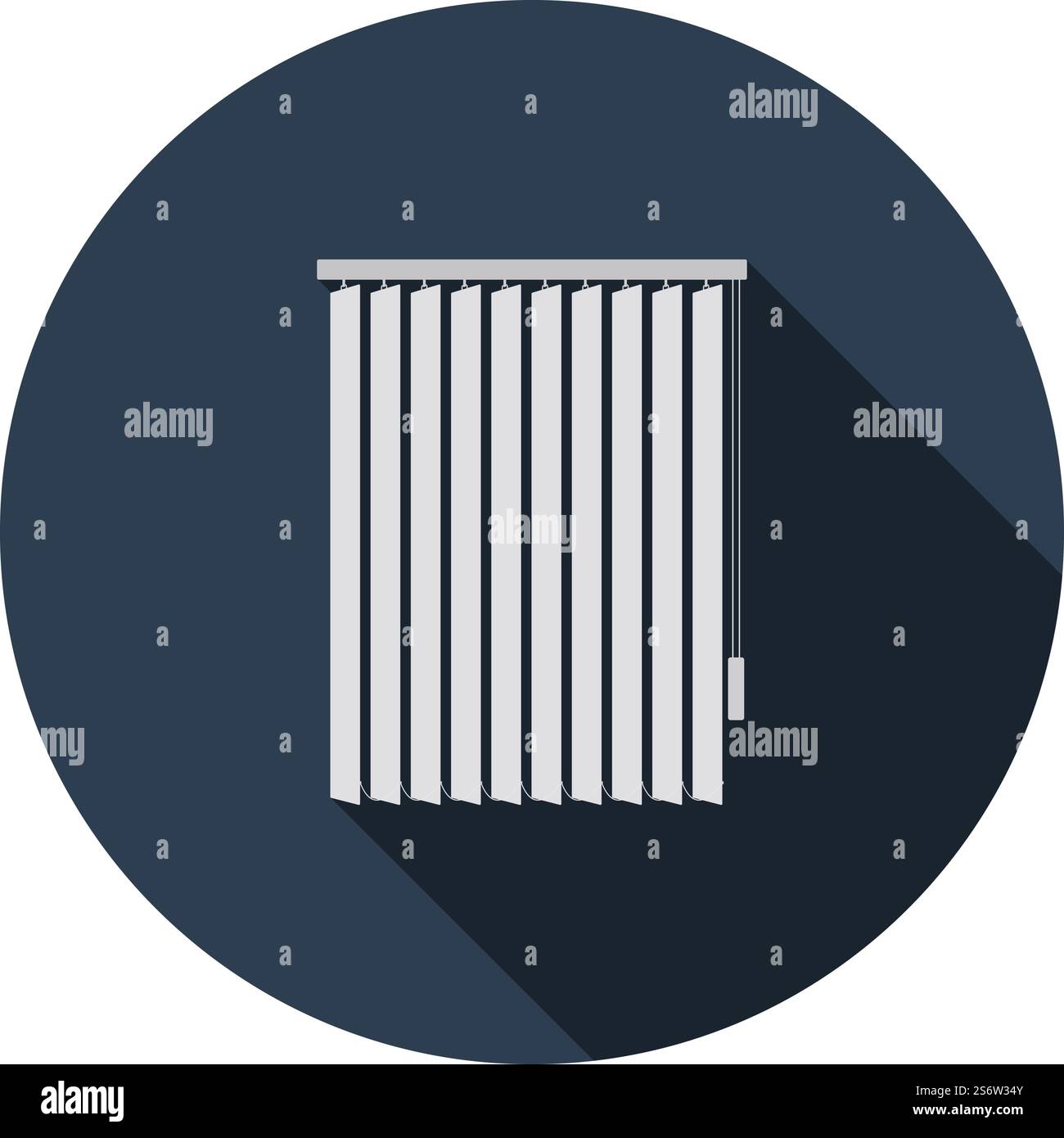Office Vertical Blinds Icon. Flat Circle Stencil Design With Long ...