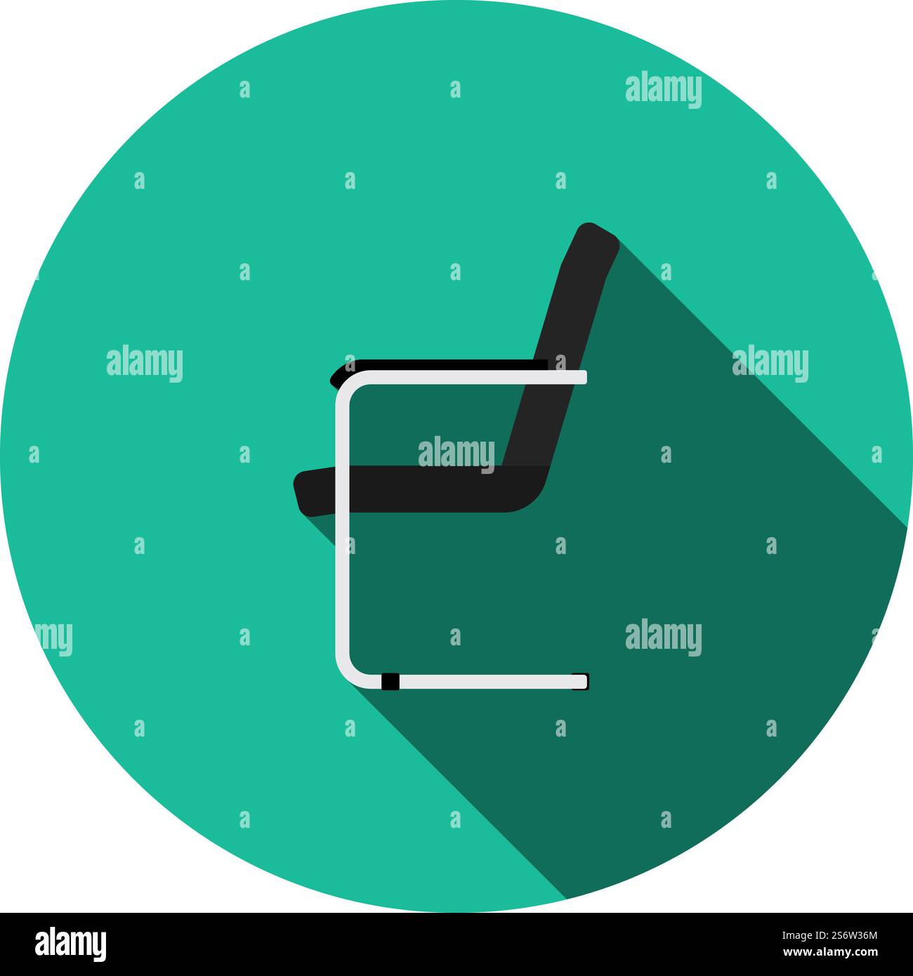Guest Office Chair Icon. Flat Circle Stencil Design With Long Shadow ...