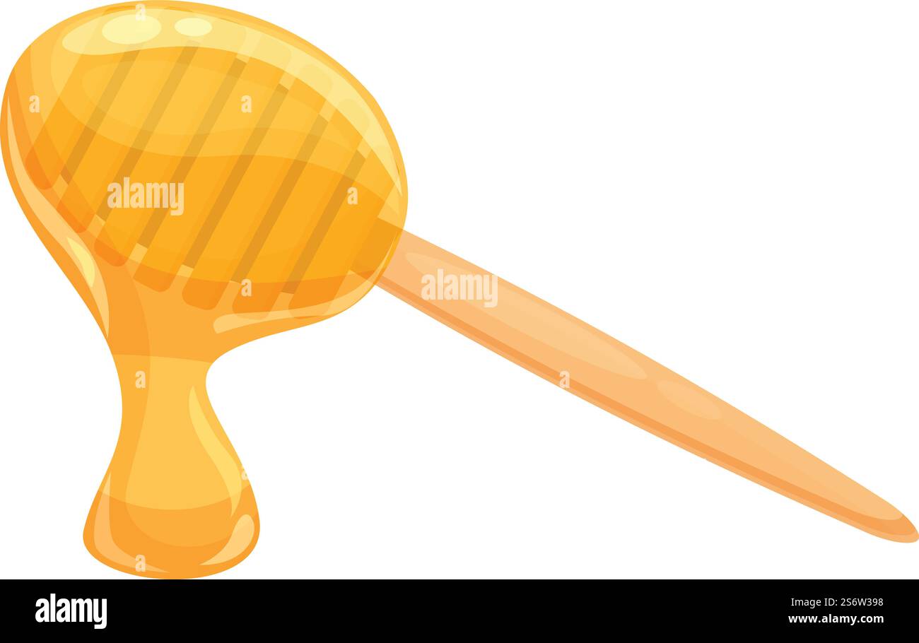 Wood spoon honey icon cartoon vector. Bee nectar. Gold liquid. Wood ...