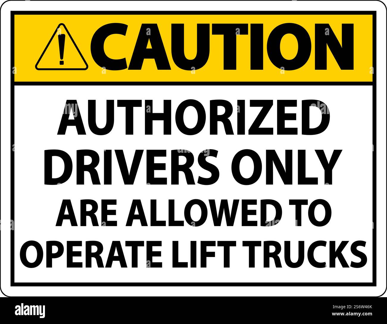 Caution Authorized Drivers Only Sign On White Background Stock Vector ...
