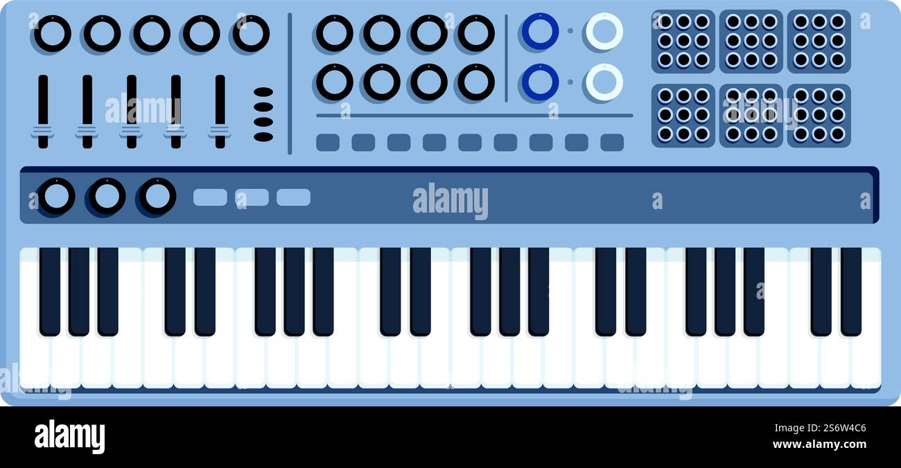 Recording synthesizer icon cartoon vector. Dj music. Audio instrument ...