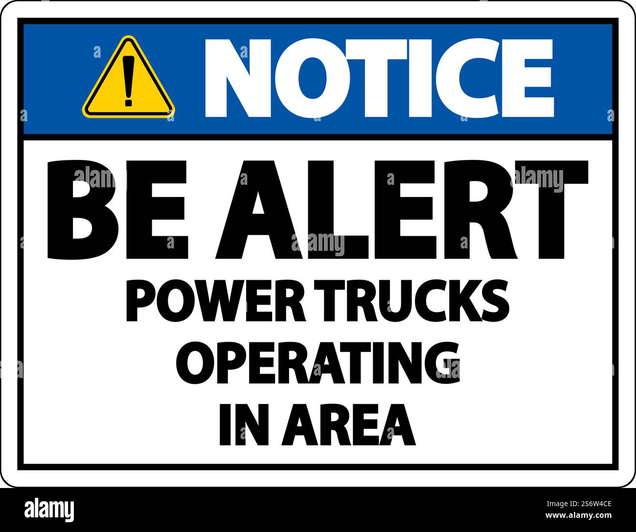 Notice Power Trucks Operating Sign On White Background Stock Vector ...