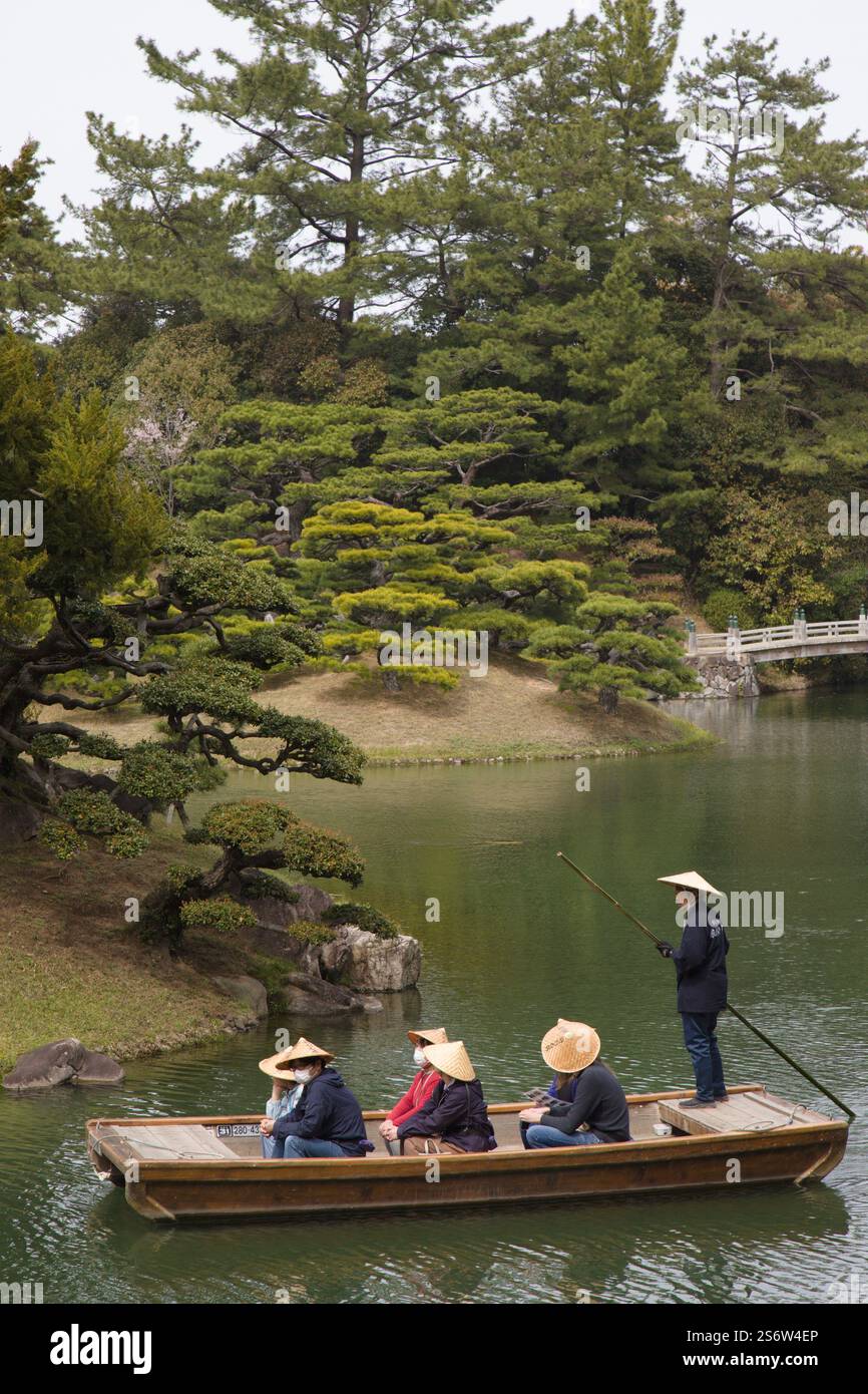 Japan, Shikoku, Takamatsu, Ritsurin-koen, garden, sightseeing boat ...