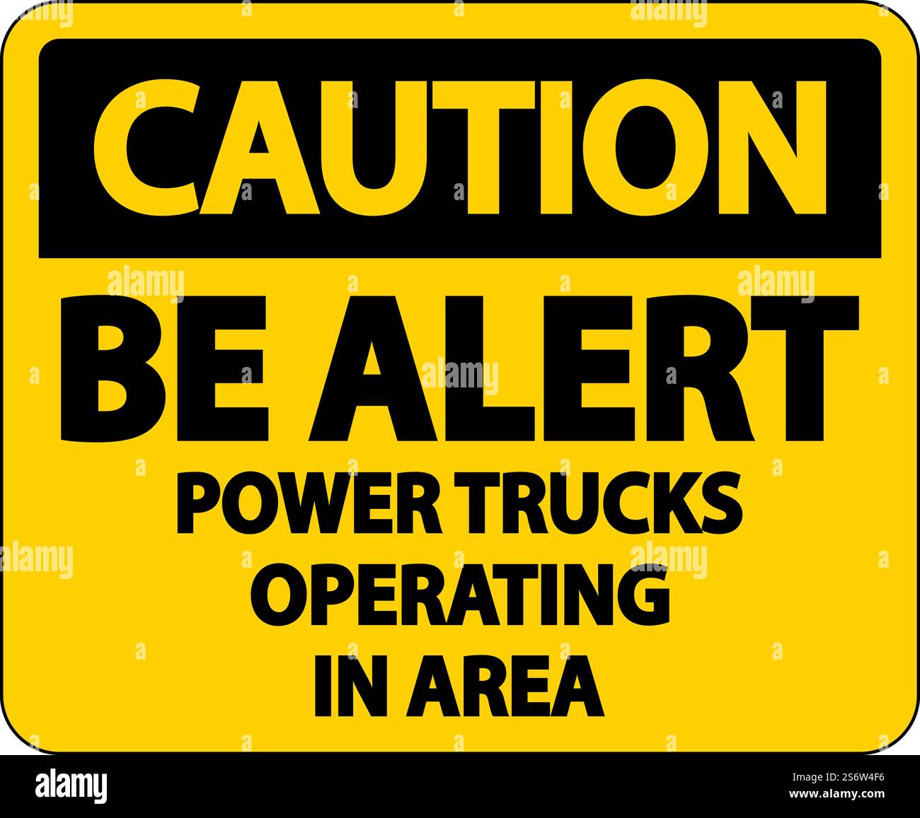 Caution Power Trucks Operating Sign On White Background Stock Vector ...