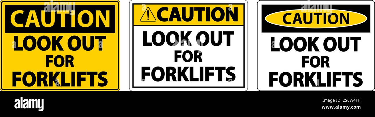 Caution Look Out For Forklifts Sign On White Background Stock Vector ...